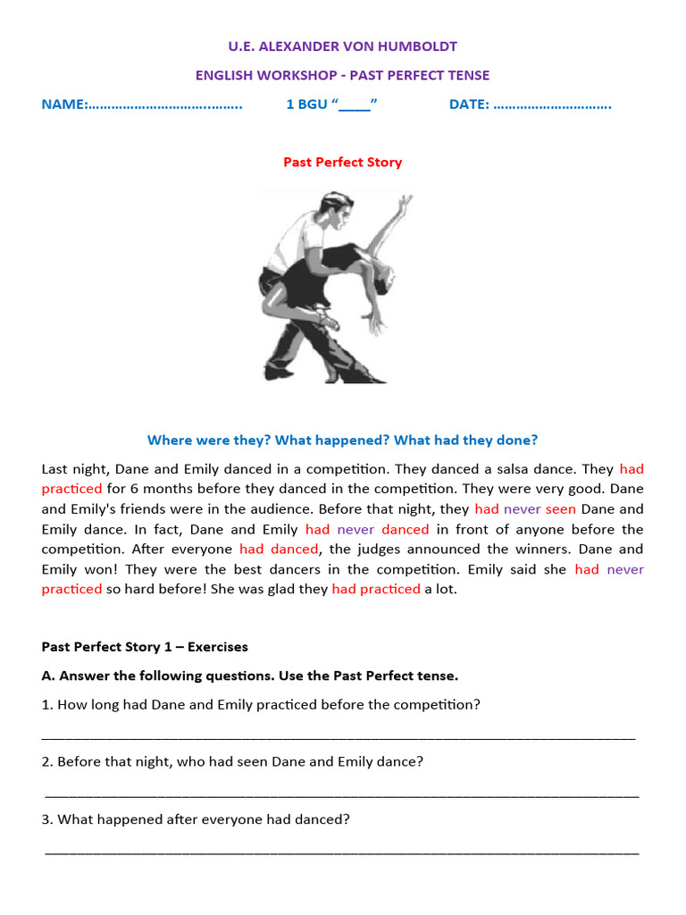 Past Perfect Tense Workshop | PDF | Question | Languages