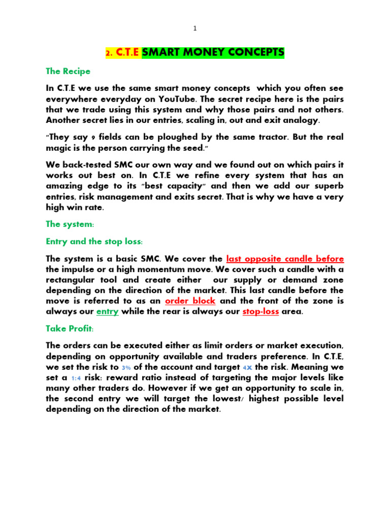 C.T.E SMC Strategy | PDF | Hedge (Finance) | Hedge Fund
