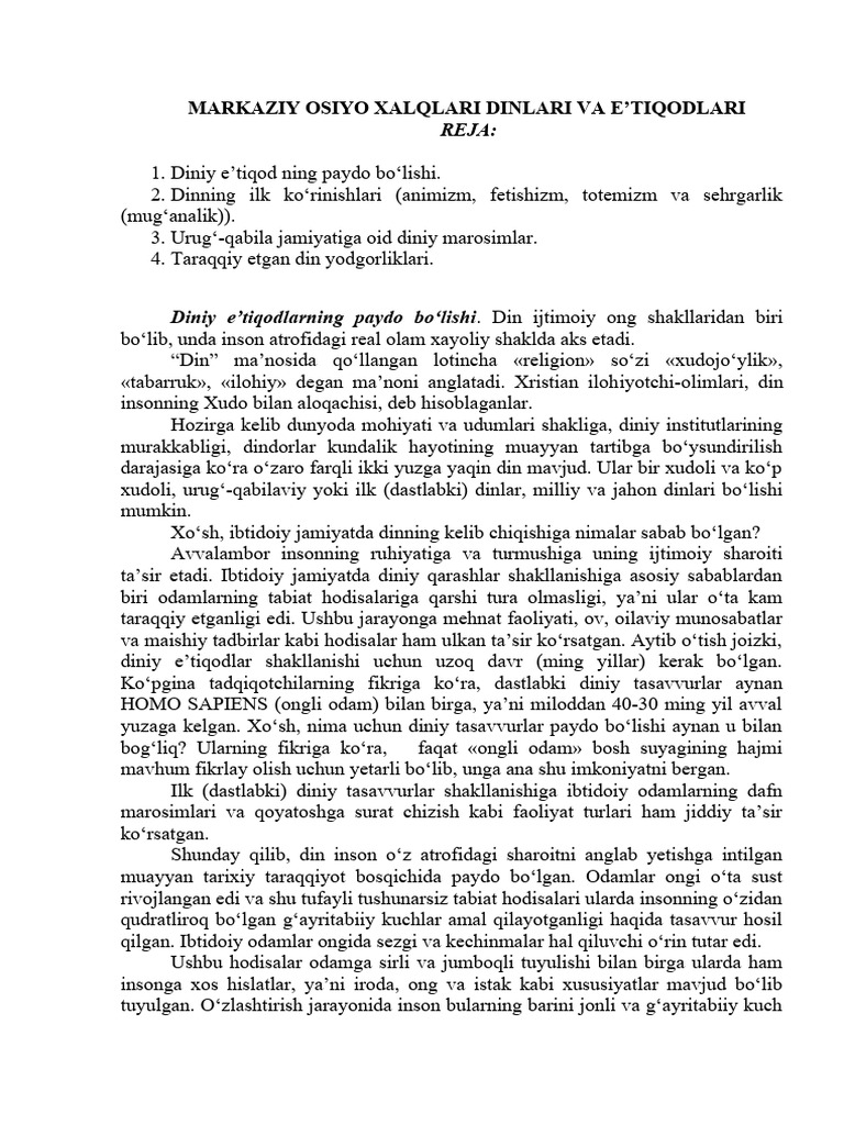 Dinshunoslik 3-Dars | PDF