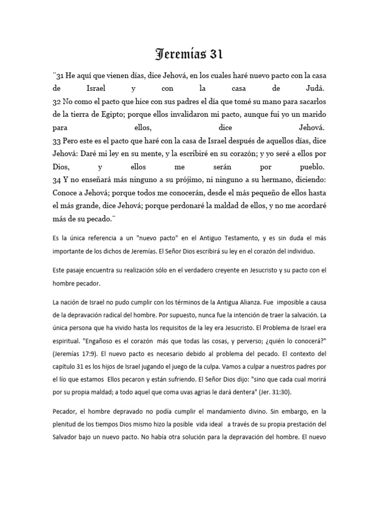 Nuevo Pacto en Jeremías 31 | PDF | Pecado | Jesús