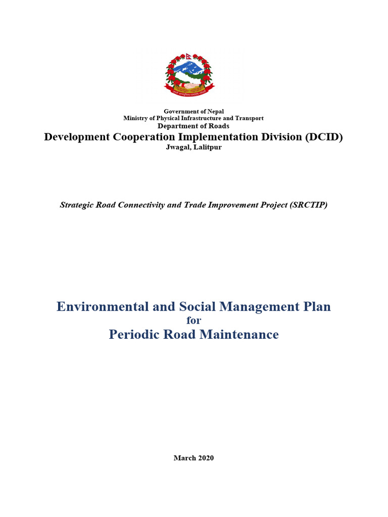 Environment and Social Management Plan For Periodic Road Maintenance ...