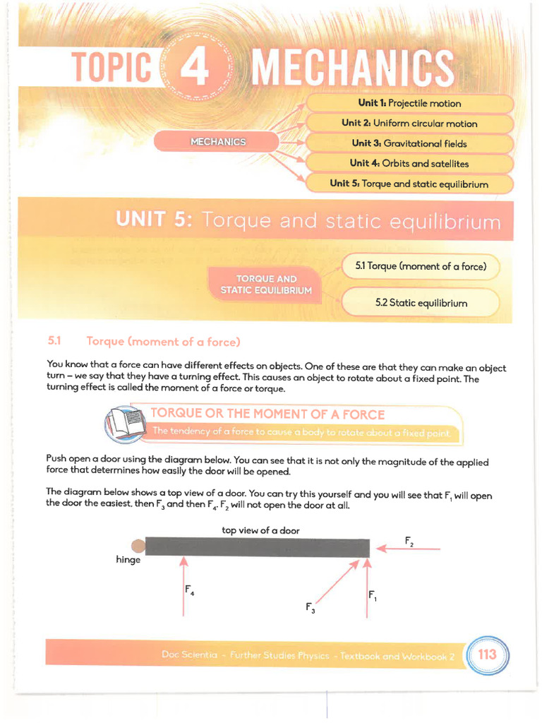 Mechanics Unit 5 - Torque and Static Equilibrium | PDF
