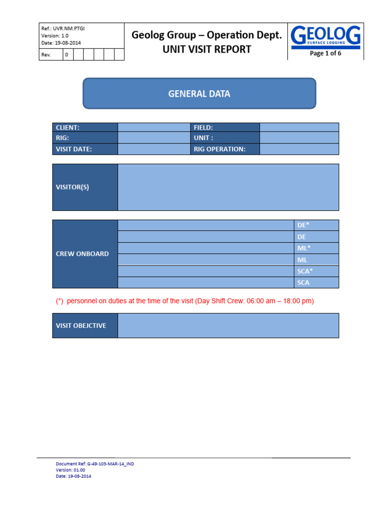 Site Visit Format - Rev-1 | PDF