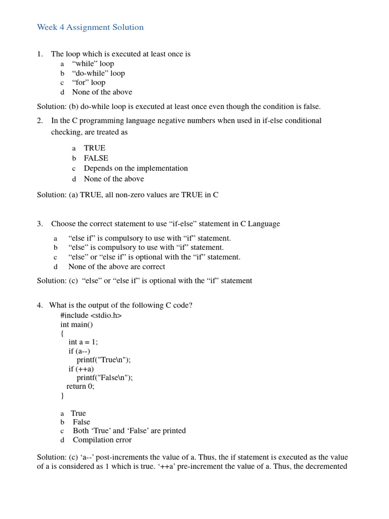 Assignment 4 July 2022 Solution | PDF | Control Flow | Computer Engineering