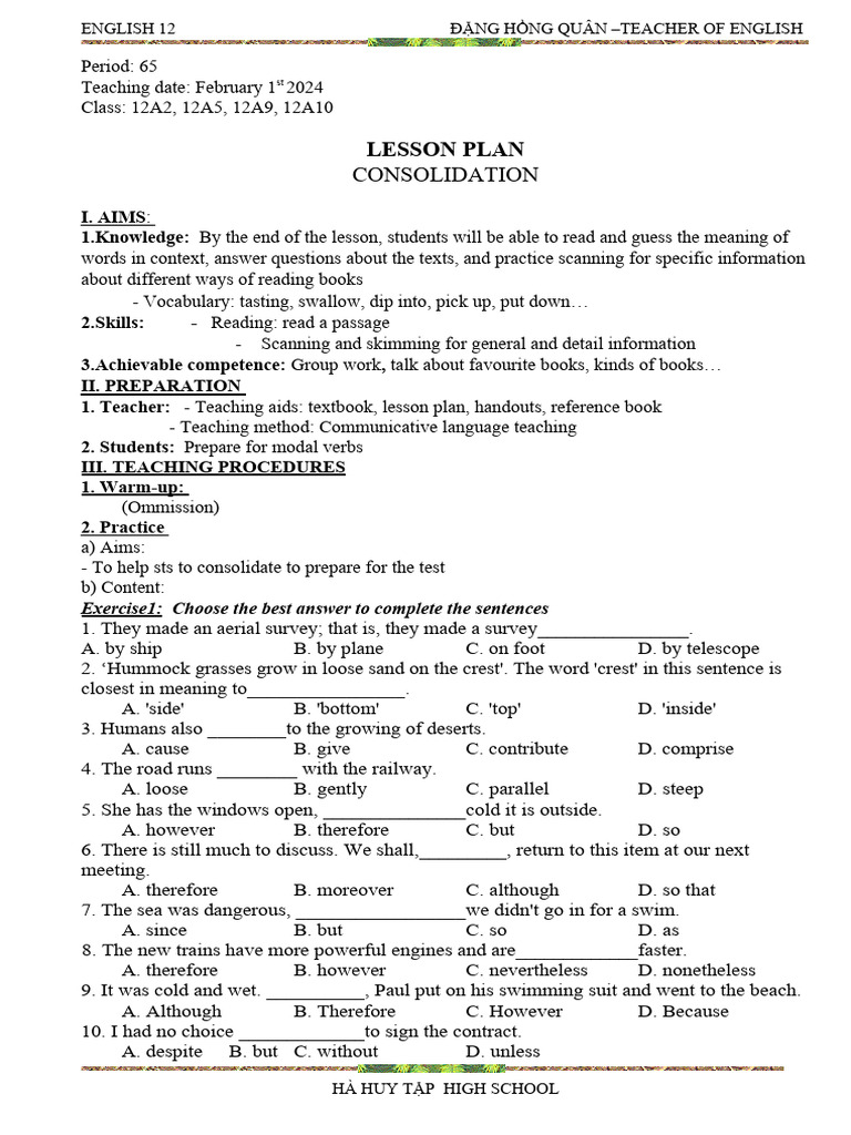 English 12 Lesson Plan: Reading Skills | PDF | Career & Growth ...