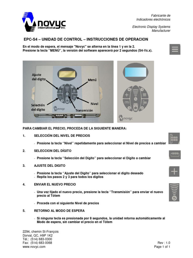 EPC S4 Instrucciones Operacion ESP R1.0 | PDF