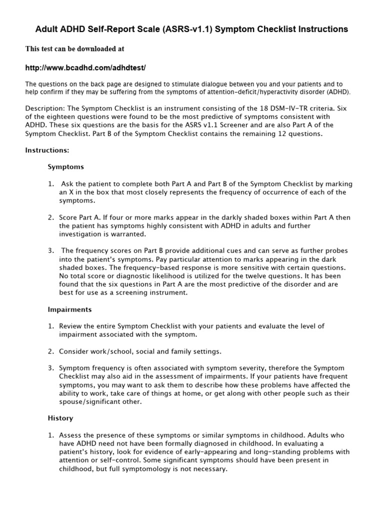 ADHDScreener Test | PDF | Attention Deficit Hyperactivity Disorder ...