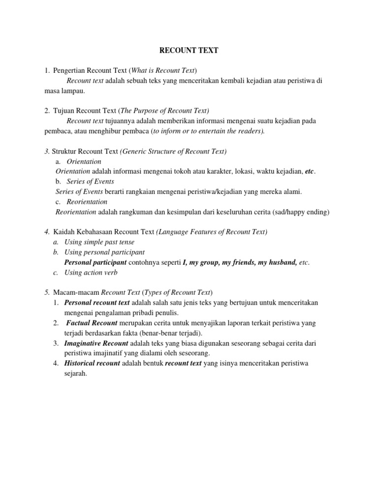 Understanding Recount Text Types | PDF | Language Arts & Discipline ...