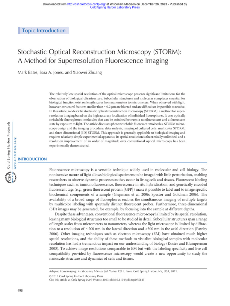 STORM: Superresolution Imaging Method | PDF | Microscopy | Angular ...