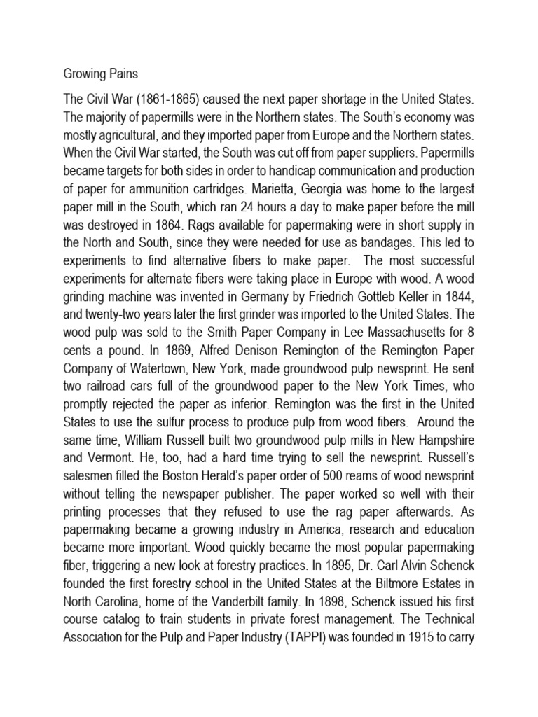 Growing Pains | PDF | Paper | Pulp (Paper)