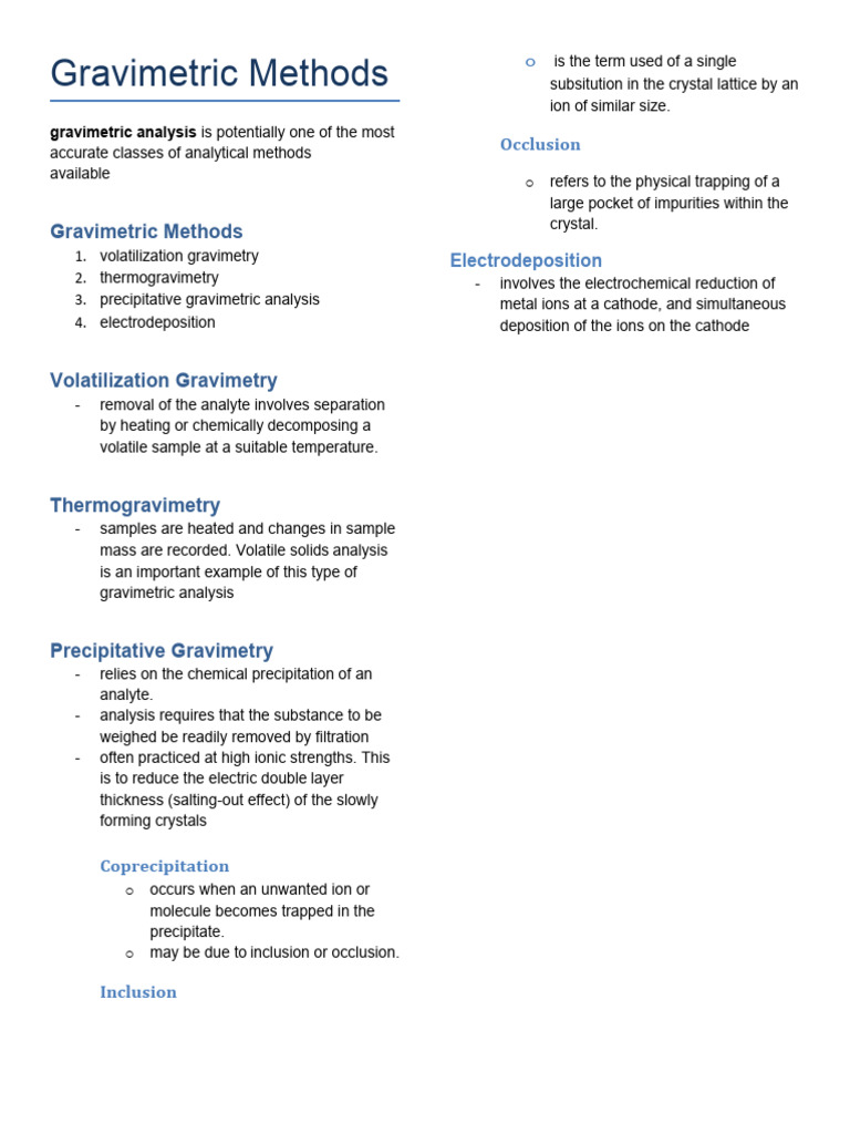 Gravimetric Methods | PDF