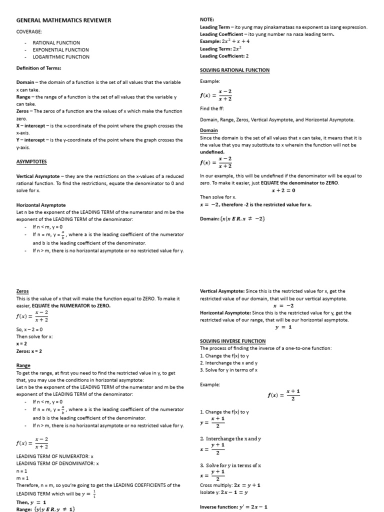 General Mathematics Reviewer 2nd 2 | PDF | Function (Mathematics ...