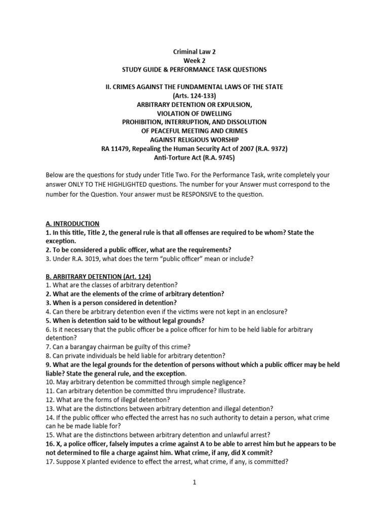 Title 2 Study Guide PT Qs CL2 | PDF