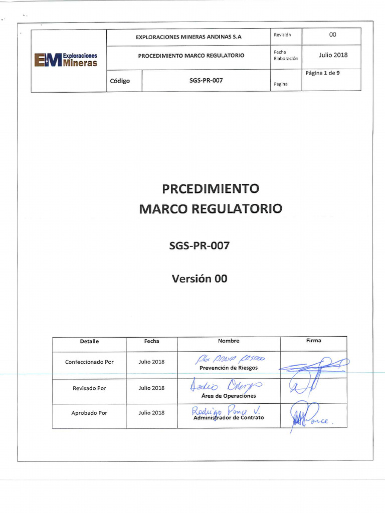 19 Procedimiento Marco Regulatorio | PDF