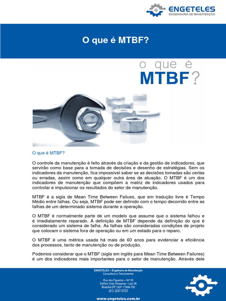 Artigo - O Que É MTBF | Download grátis PDF | Tempo | Engenharia