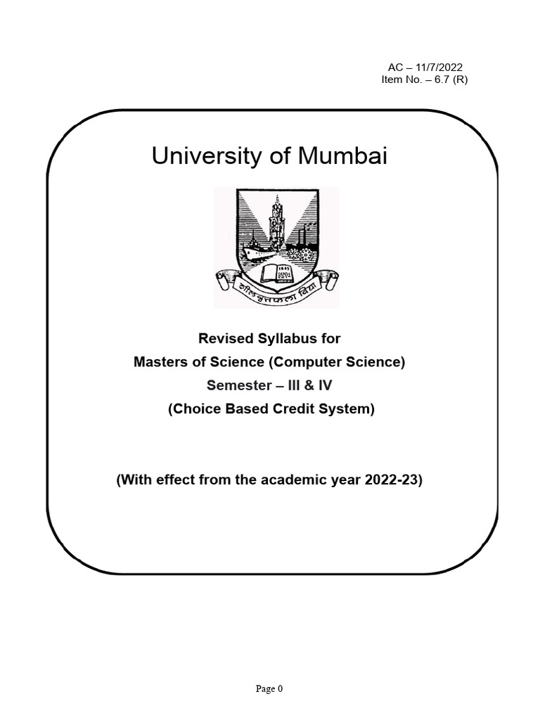 MSC Cs Syllabus Sem-III & IV (Cbcs Revised) 2022-23 | PDF ...