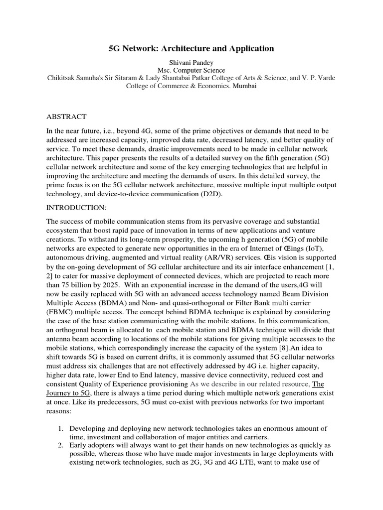 Roll No 36 Shivani Pandey 5G Network | PDF | 4 G | Extremely High Frequency