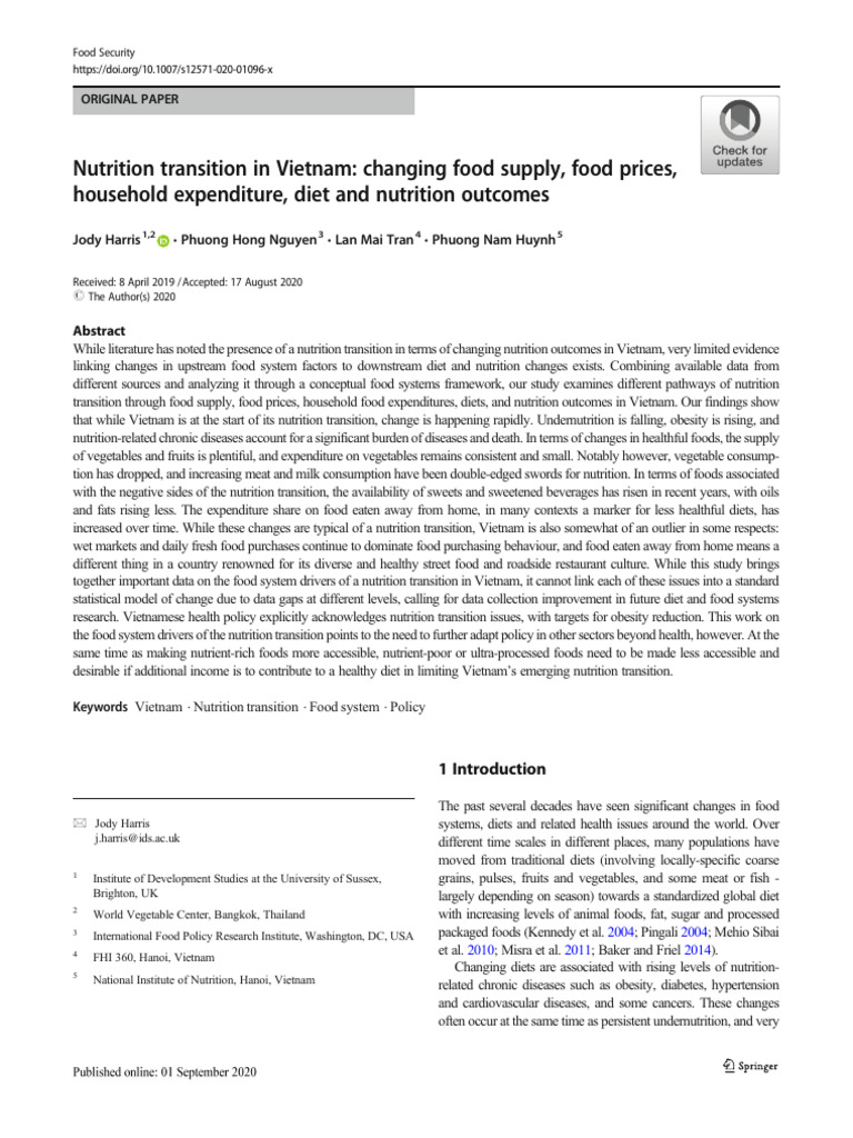 Vietnam's Nutrition Transition Analysis | PDF | Food Security | Staple ...