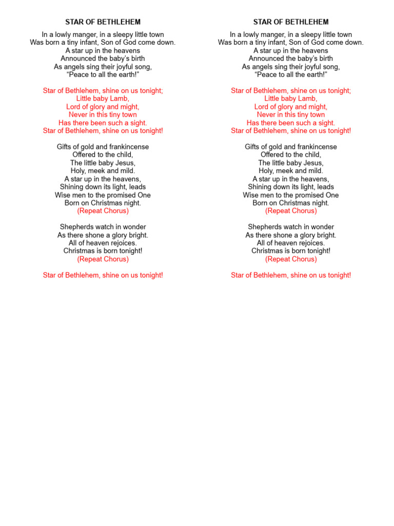 Star of Bethlehem: A Christmas Hymn | PDF