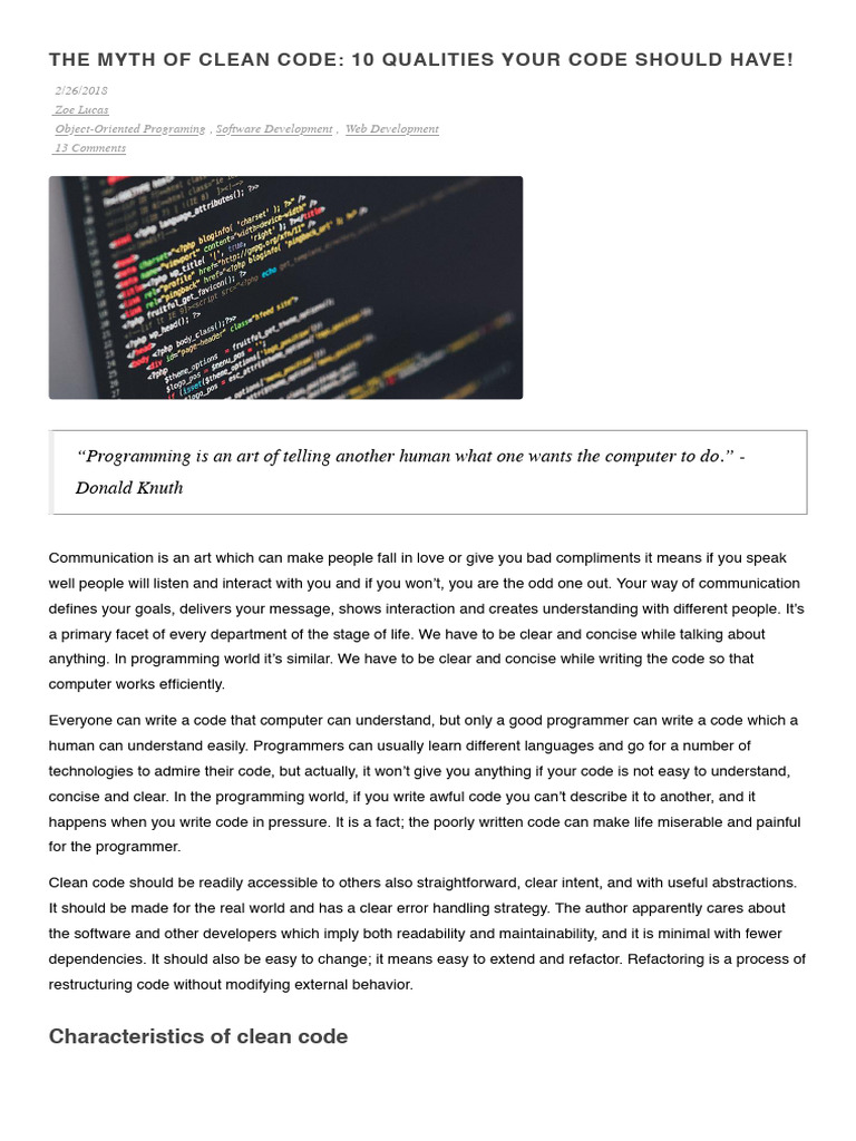 The Myth Of Clean Code 10 Qualities Your Code Should Have Ingenium Web Download Free Pdf 