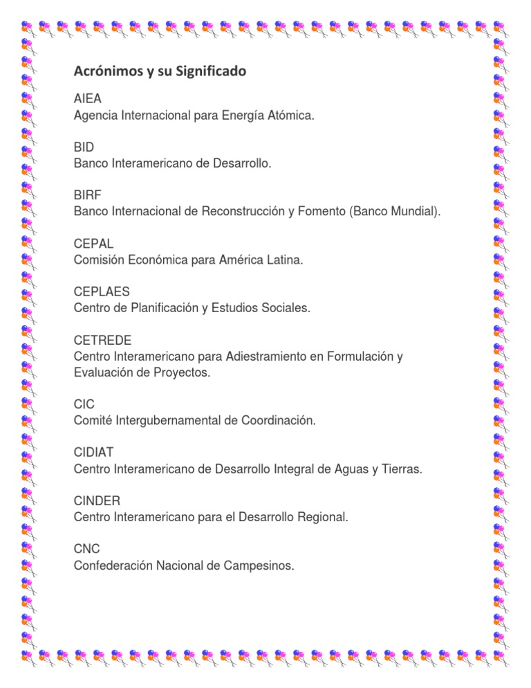 10 Acrónimos y su Significado | PDF | Ciencias sociales