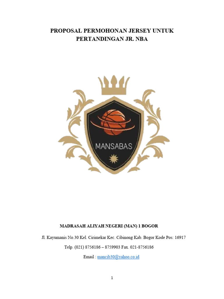 Proposal Pengajuan Jersey Jr. Nba | PDF