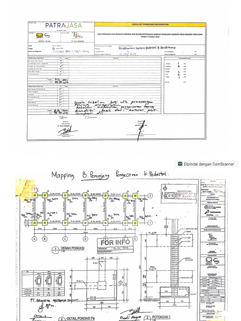 Checklist Pengecoran K.Pedestal B.Penunjang | PDF