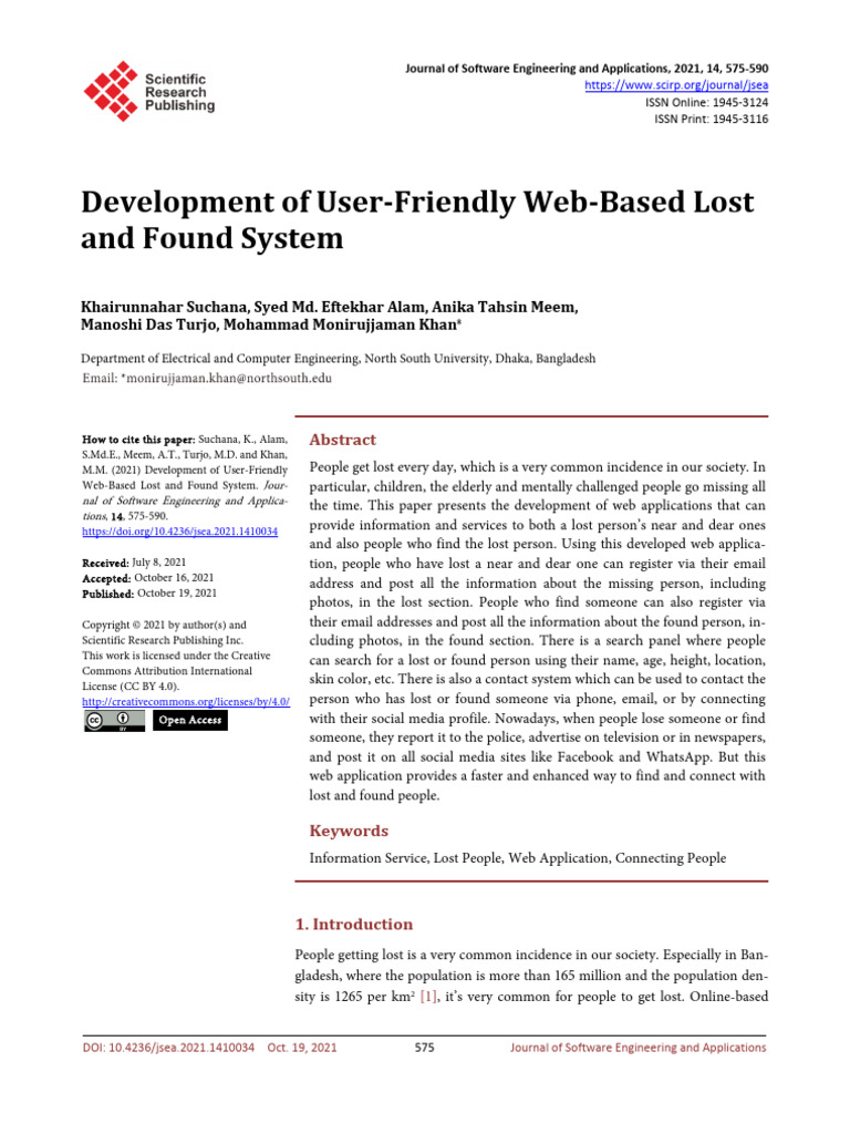 Development of User-Friendly Web-Based Lost and Fo | PDF | User (Computing) | Login