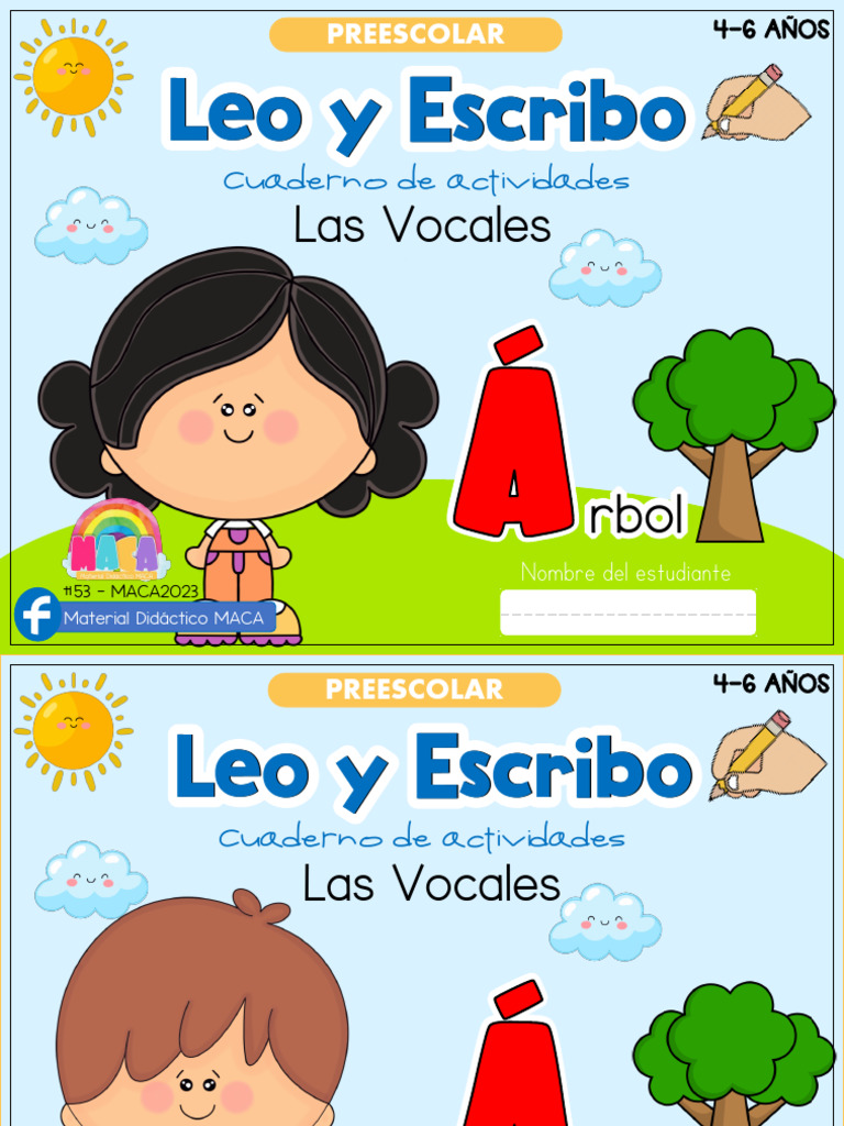Cuadernillo de Vocales para Preescolar | PDF