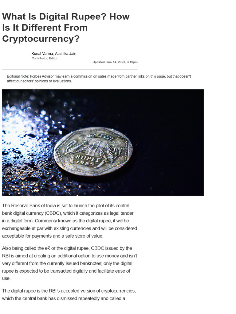What Is Digital Rupee & How Does It Work - Forbes Advisor INDIA | PDF