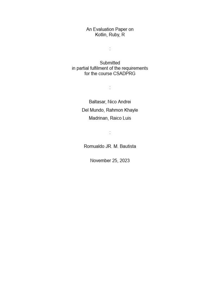 Kotlin, Ruby, and R: A Comparative Study | PDF | Computer Programming | Programming