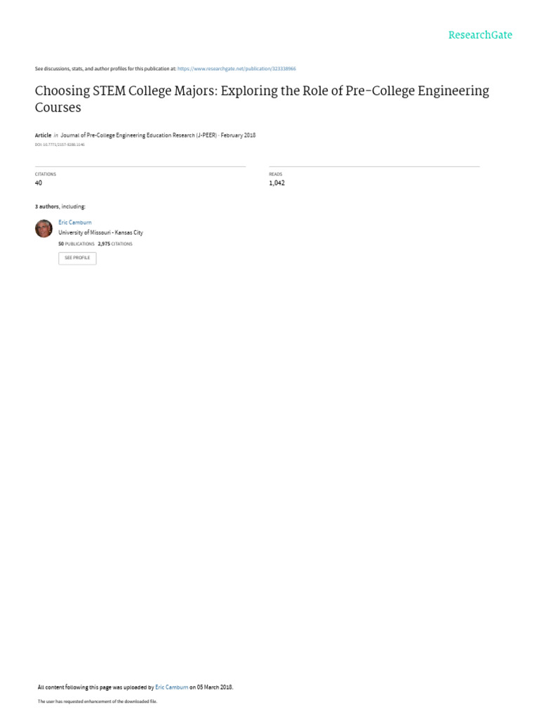 Choosing STEM College Majors Exploring The Role of | PDF | Technology ...