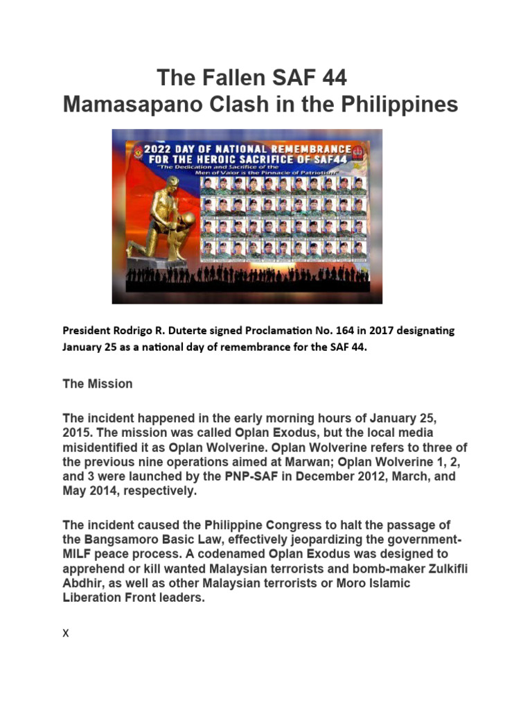 The Fallen SAF 44 Mamasapano Clash in The Philippines | PDF