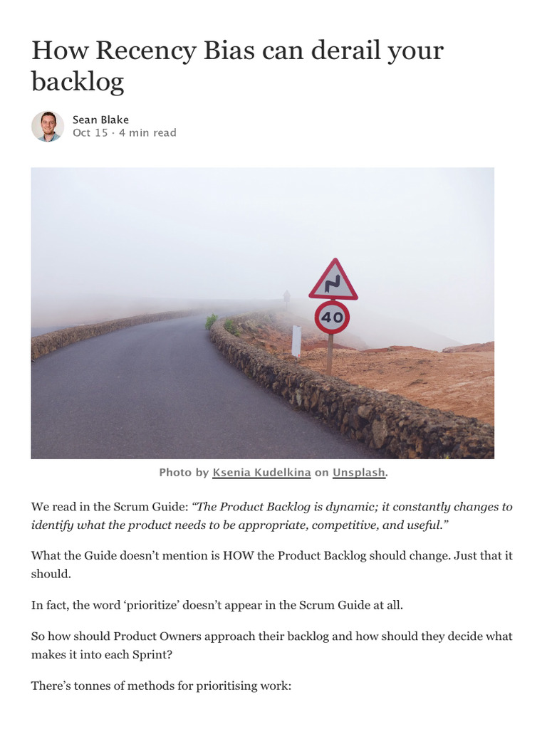 How Recency Bias Can Derail Your Backlog - Serious Scrum - Medium | PDF ...