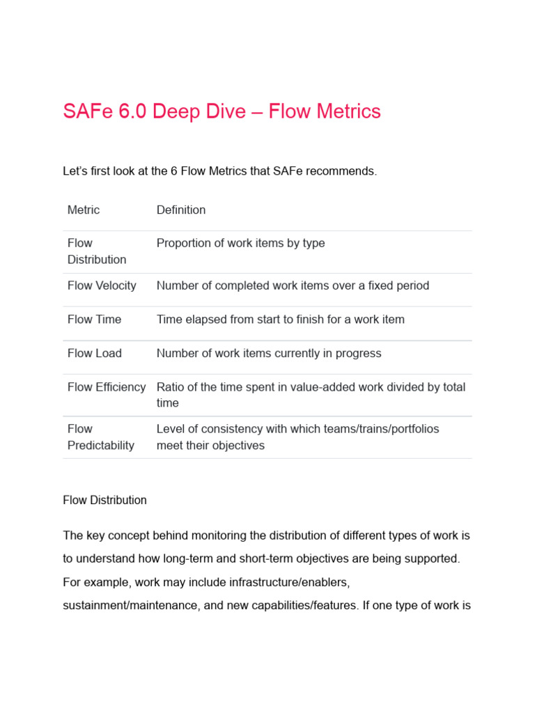 6 SAFe Flow Metrics | PDF | Car | Life Cycle Assessment