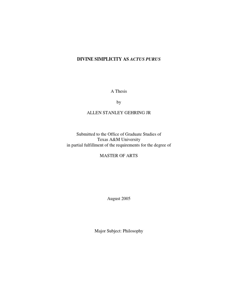 Actus Purus Divine Simplicity | PDF | God | Truth