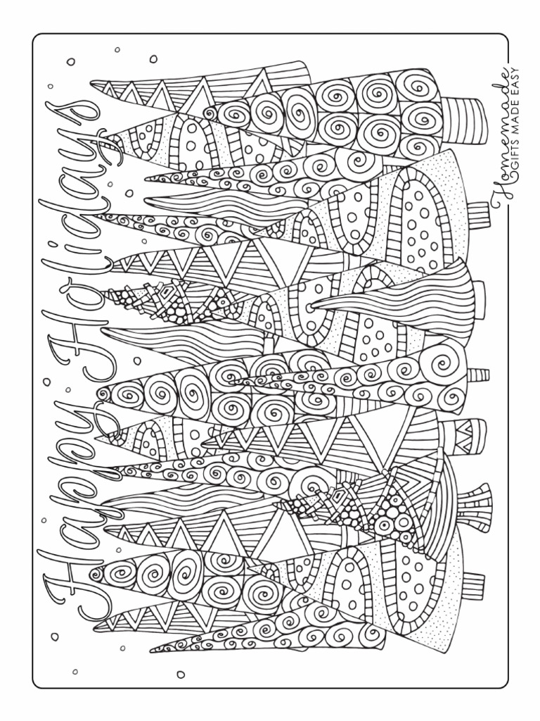 Christmas Coloring Pages For Adults Christmas Trees Doodle | PDF