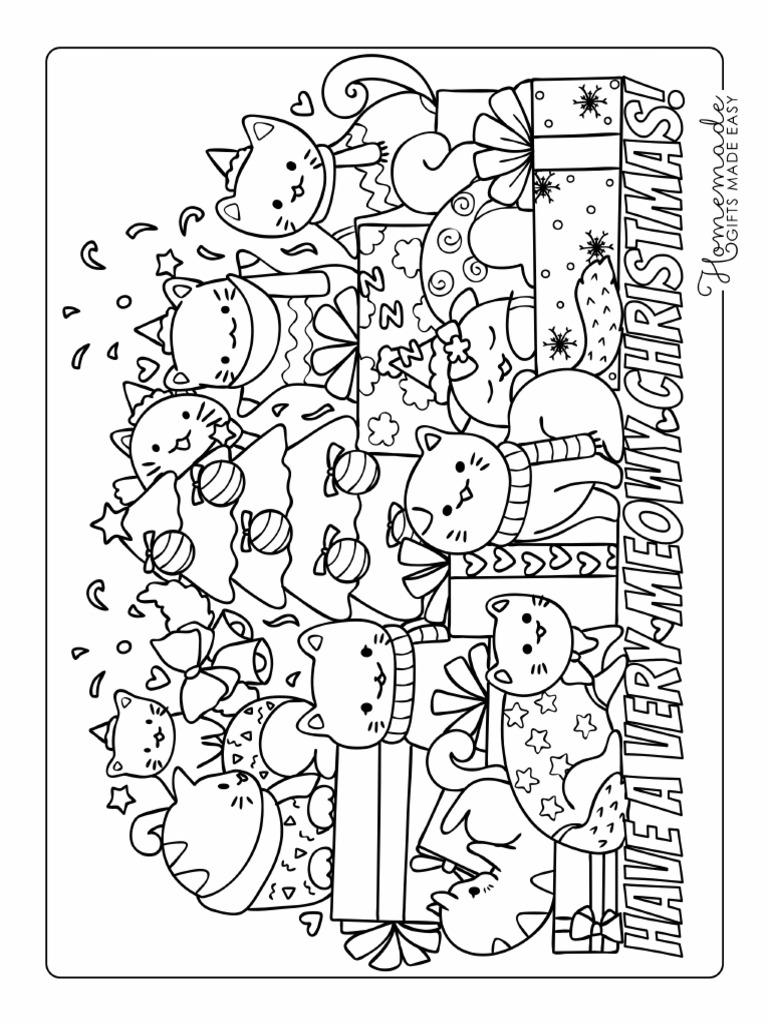 Christmas Tree Coloring Page Cute Cats Tree With Gifts | PDF
