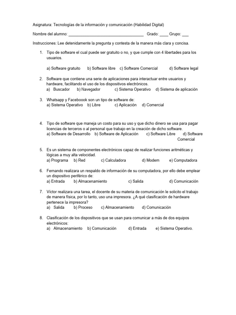 Examen Tics 1 | PDF