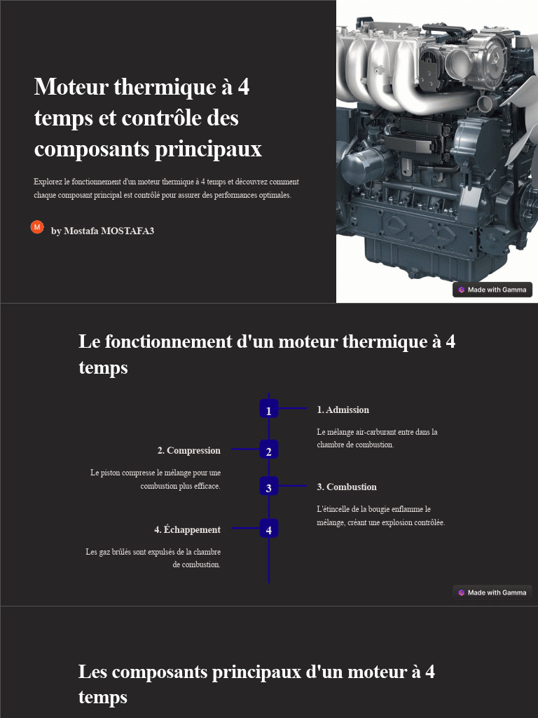 Moteur Thermique À 4 Temps Et Contrôle Des Composants Principaux | PDF ...