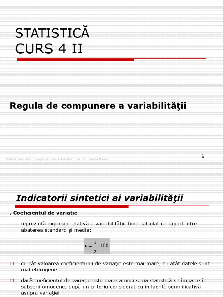 Curs - 4ii - Regula de Compunere A Variabilitatii | PDF