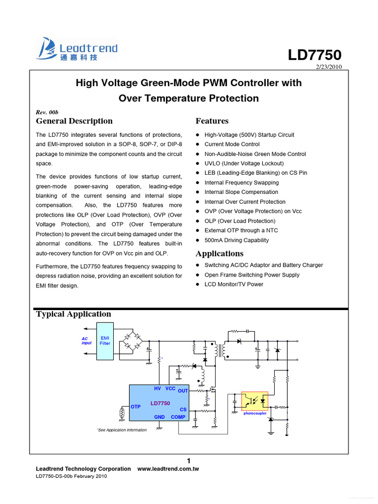 LD7750 PWM Controller Datasheet | PDF