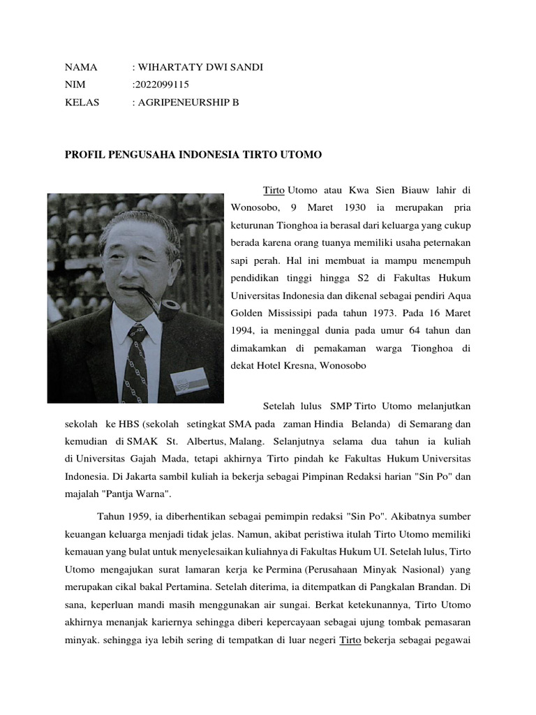 Profil Tirto Utomo: Pendiri Aqua | PDF