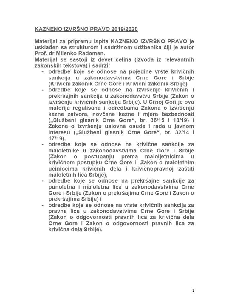 1636 - FPM BAR Kazneno Izvrsno Pravo | PDF
