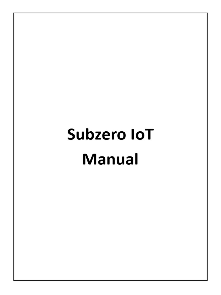 Subzero Iot Manual | PDF