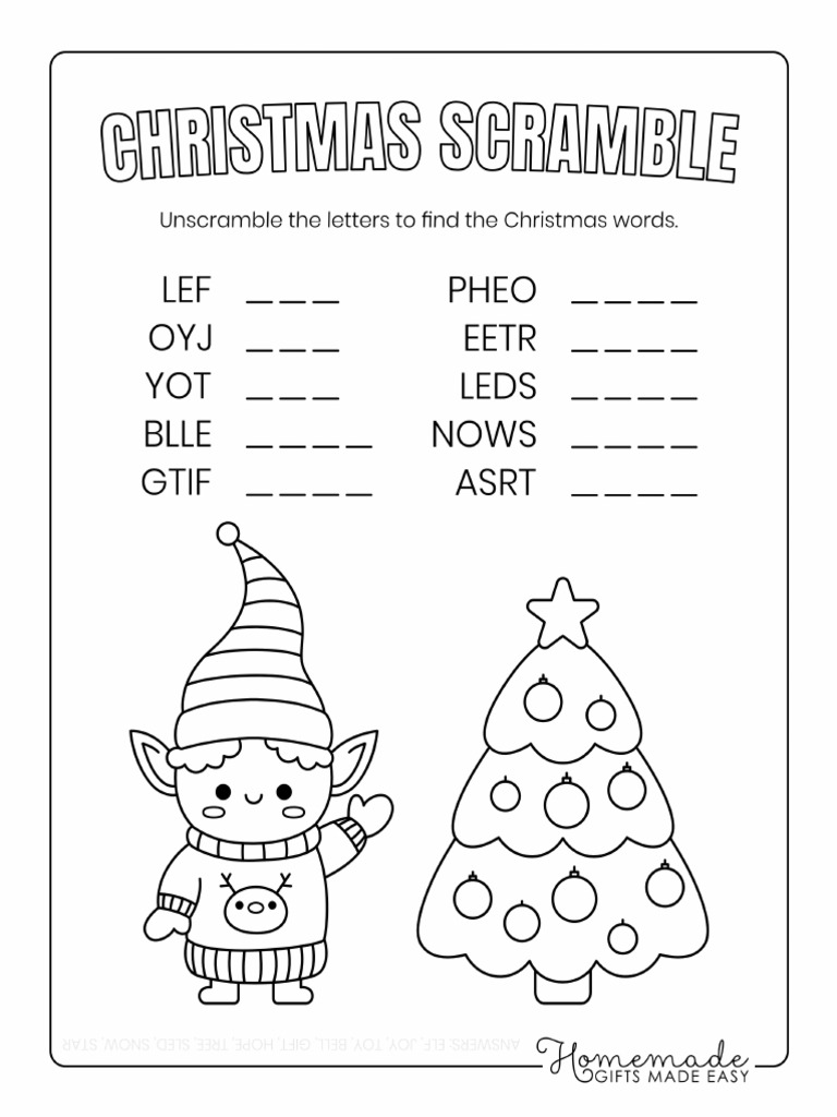 Christmas Word Scramble Easy | PDF
