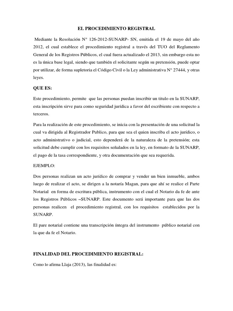 El Procedimiento Registral | PDF