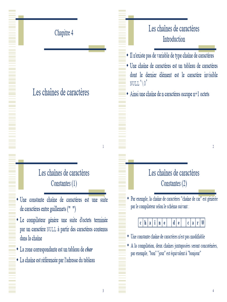 Chap N°4 - Chaines de Caractères | PDF | Génie logiciel | Informatique