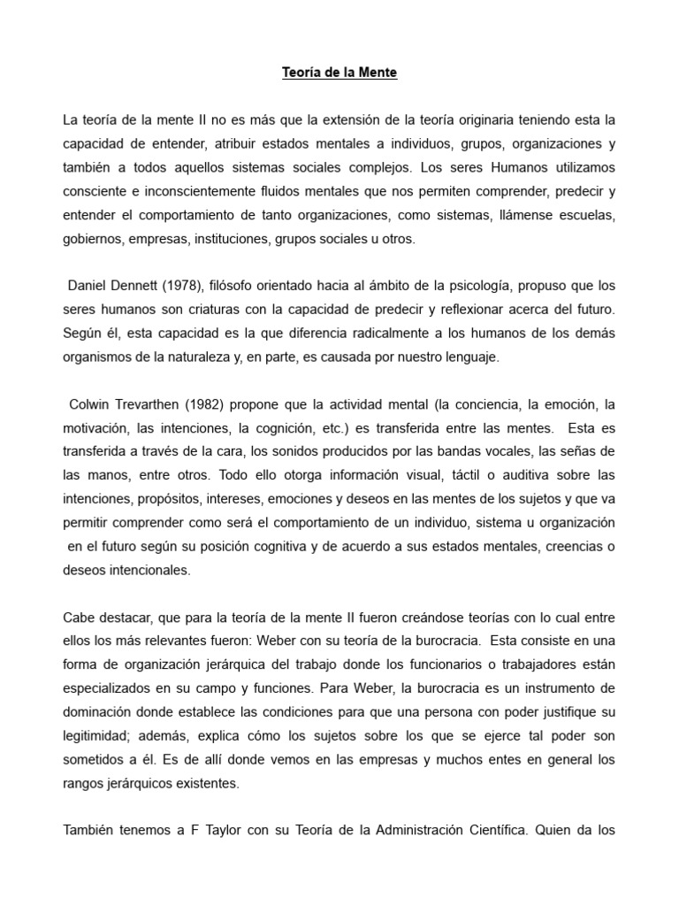 Teoria de La Mente II | PDF