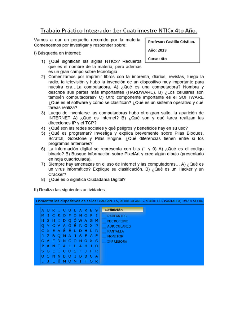 Trabajo Práctico Integrador 1er Cuatrimestre | PDF